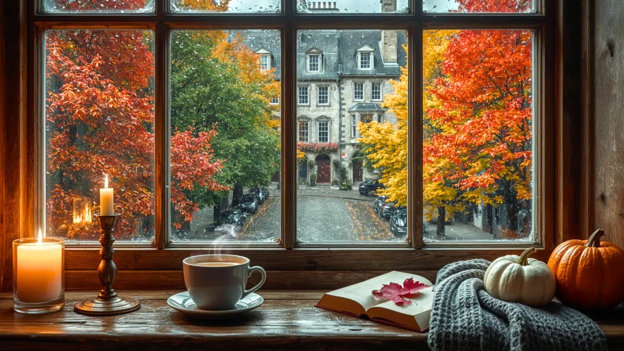 autumn jazz and rain for cozy reading | relaxing fall ambience for ...