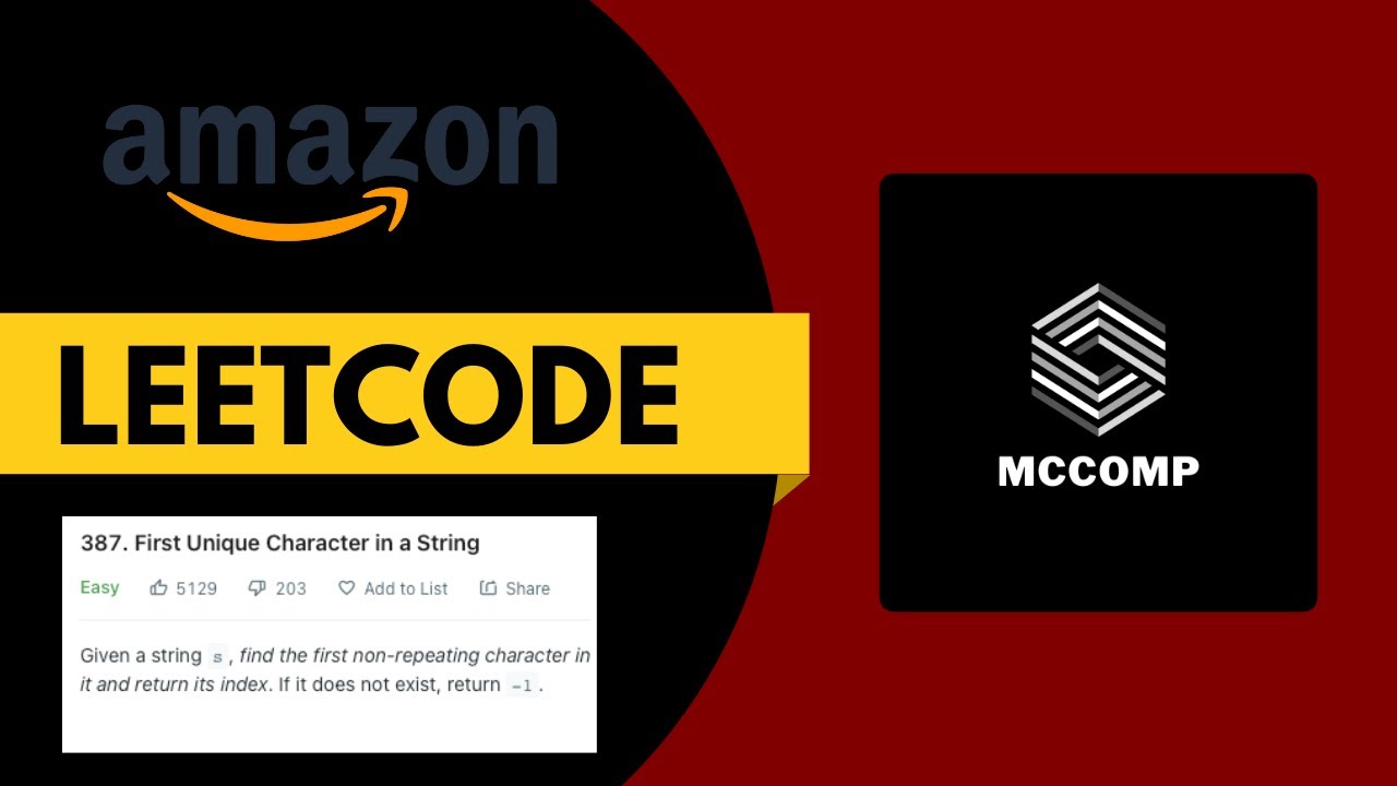 Leetcode 387 First Unique Character In A String Amazon Interview 2877