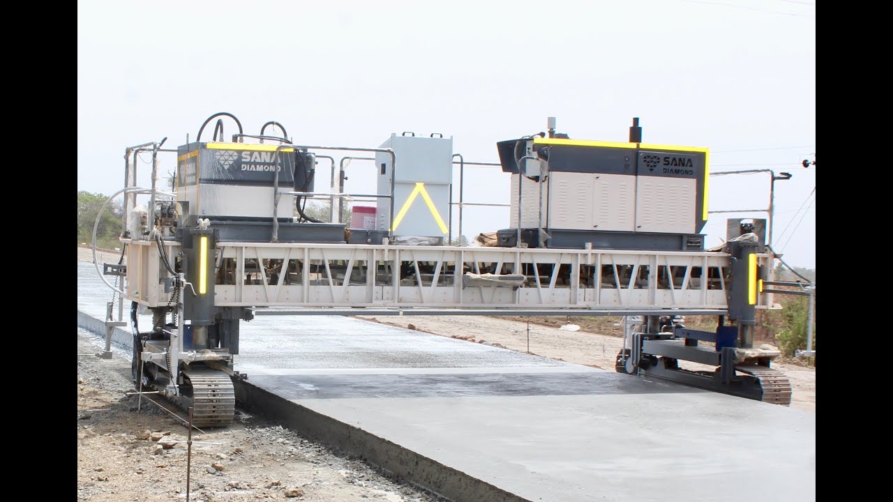 Concrete road texturing and curing machine - SANA DIAMOND - YouTube