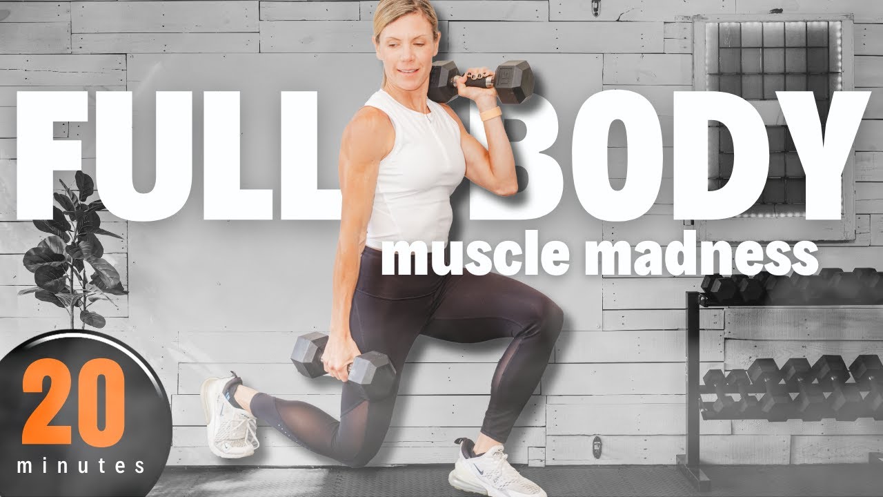 20 Minute FULL BODY MUSCLE MADNESS Workout | Unilateral Dumbbell ...