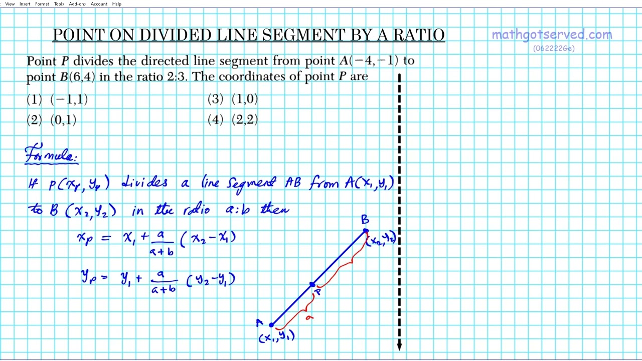Find Coordinates Of Point On Line Segment Divided By Ratio Geometry 22