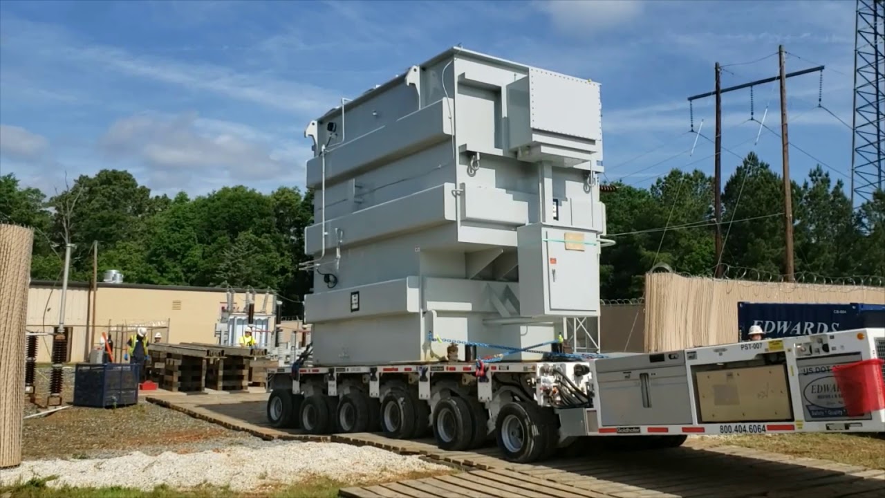 95 Ton Transformer Move on a Goldhofer Trailer - YouTube