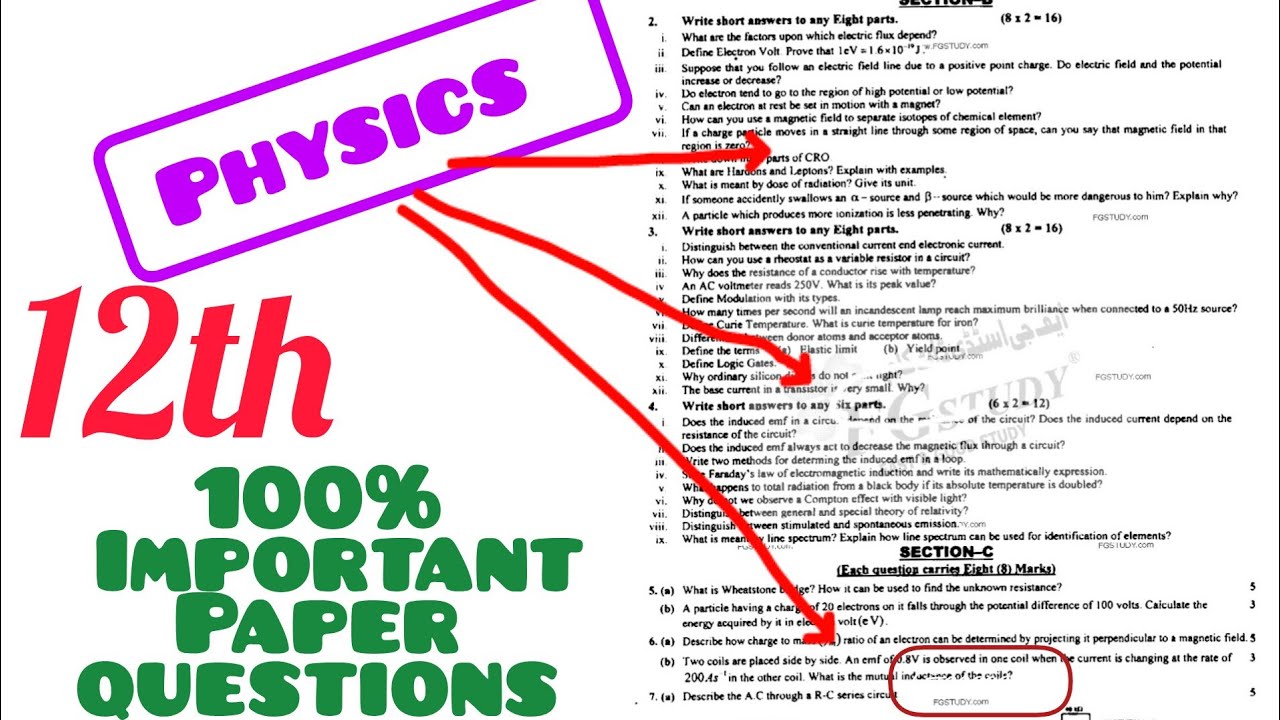 Physics 12th |Solved Guess paper| 2024 @Vlogsworld10Mview - YouTube