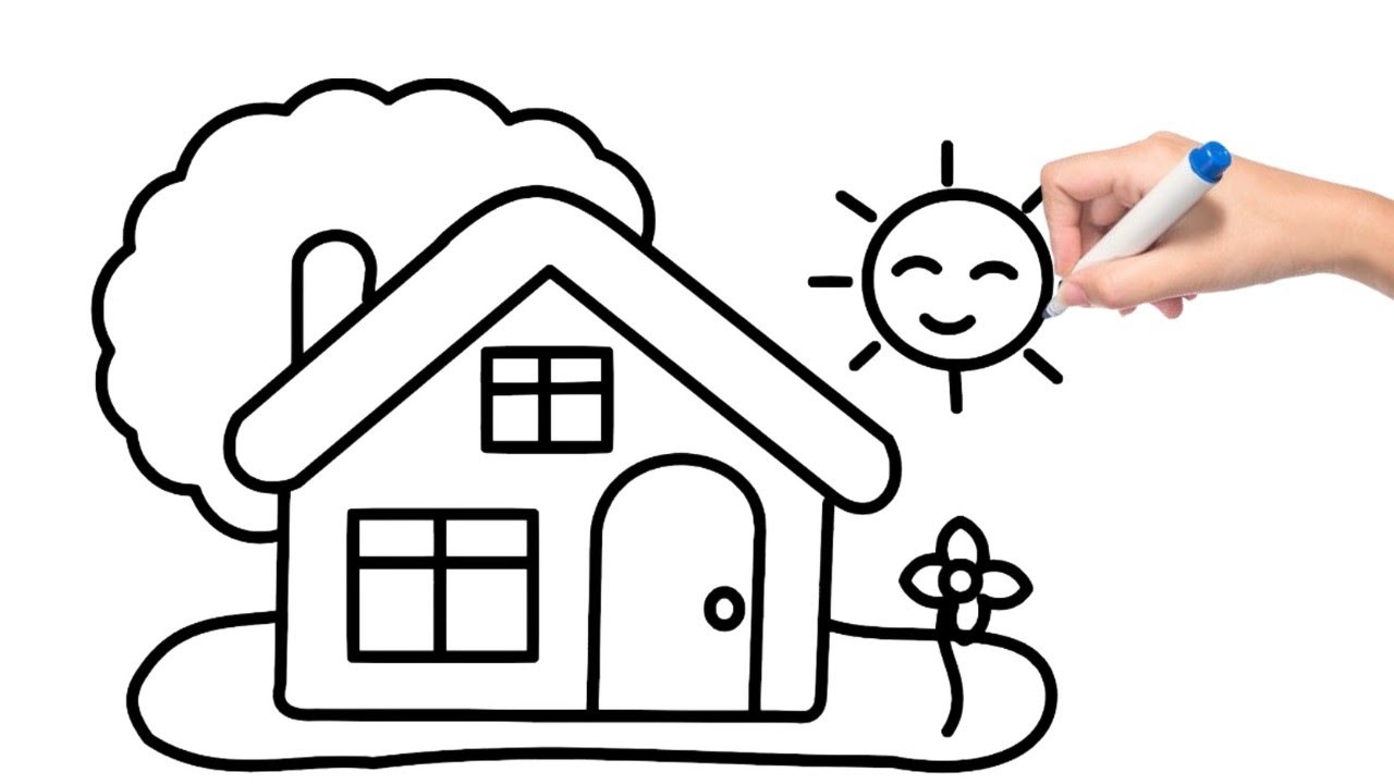 How to Draw a Cute House for Kids | Easy Step-by-Step Drawing Tutorial ...