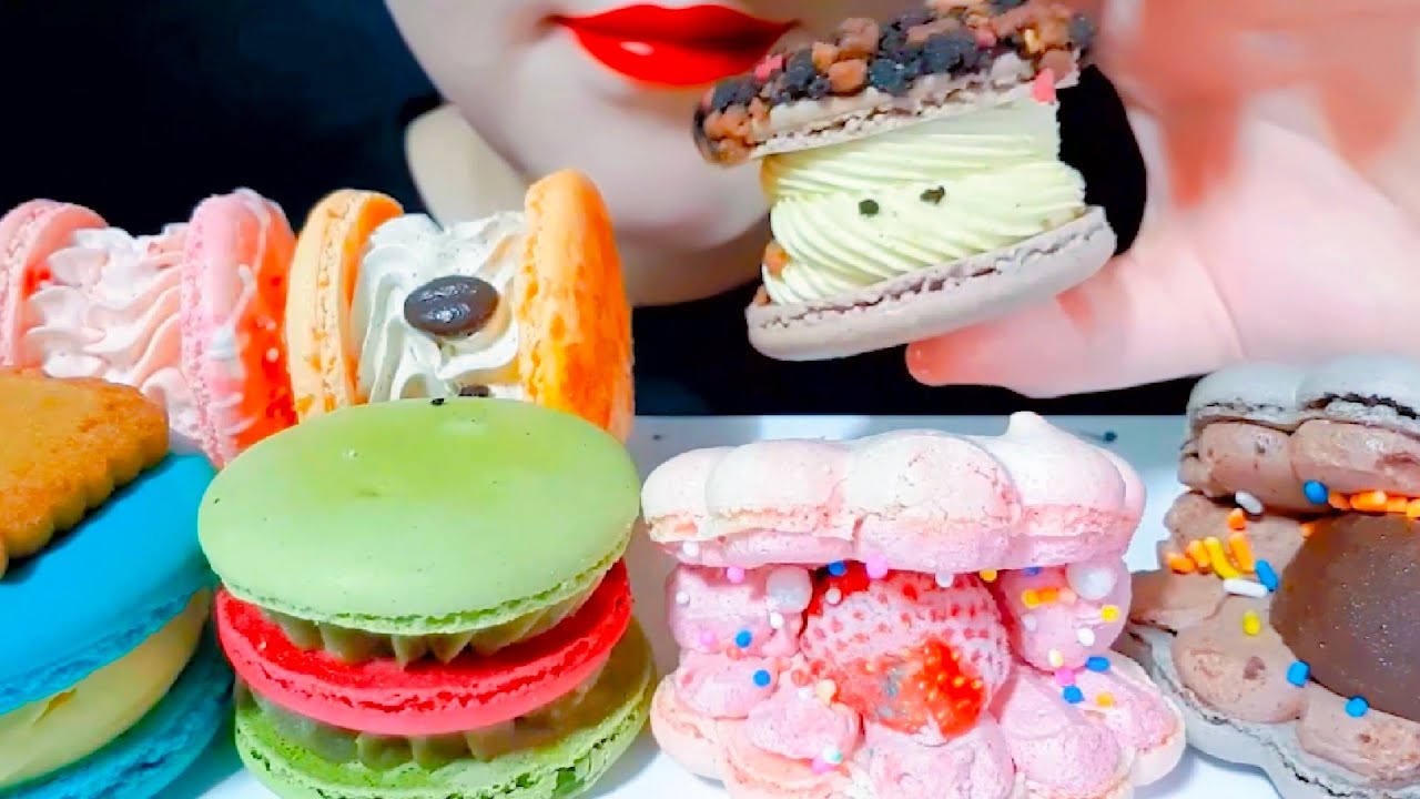 Mukbang with Delicious Rainbow Macarons, ASMR Eating @EsomASMR - YouTube