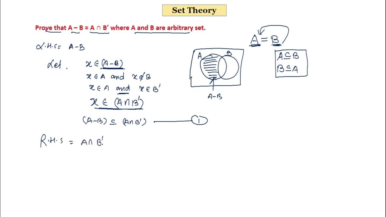 Prove that A – B = A ∩ B’ where A and B are arbitrary set II Discrete Mathematics II - YouTube