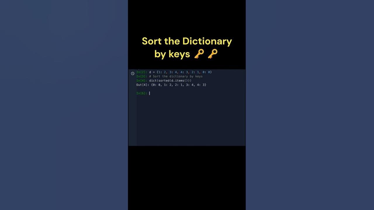 Sort The Dictionary Using Keys🔑 Python Pythontutorial Pythonprogramming Pythondictionary 