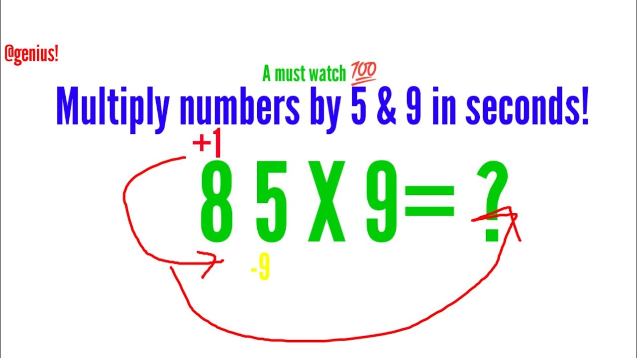 Mental Maths trick; multiply by 5 & 9 in a matter of seconds.. 85x9 ...
