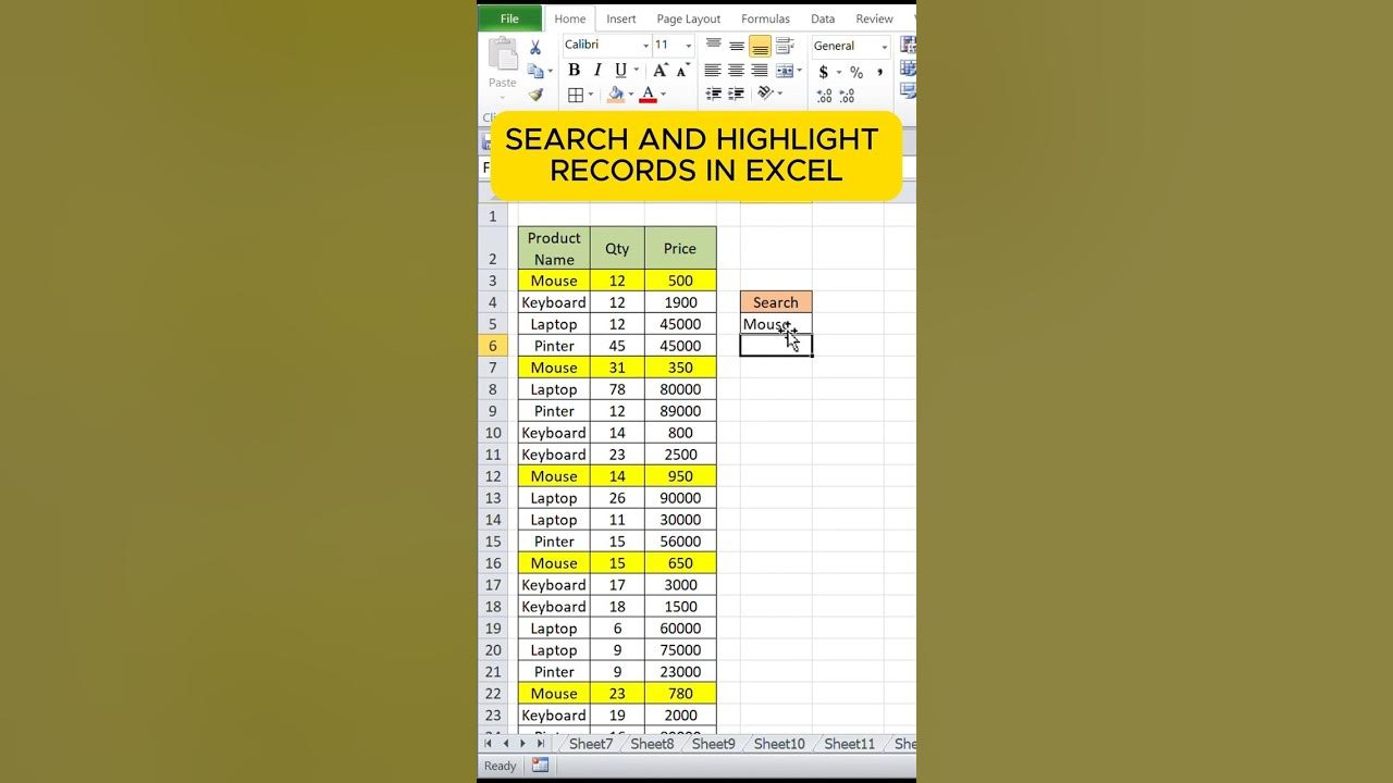 Search and Highlight Records in excel | Automatically Hightlight ...
