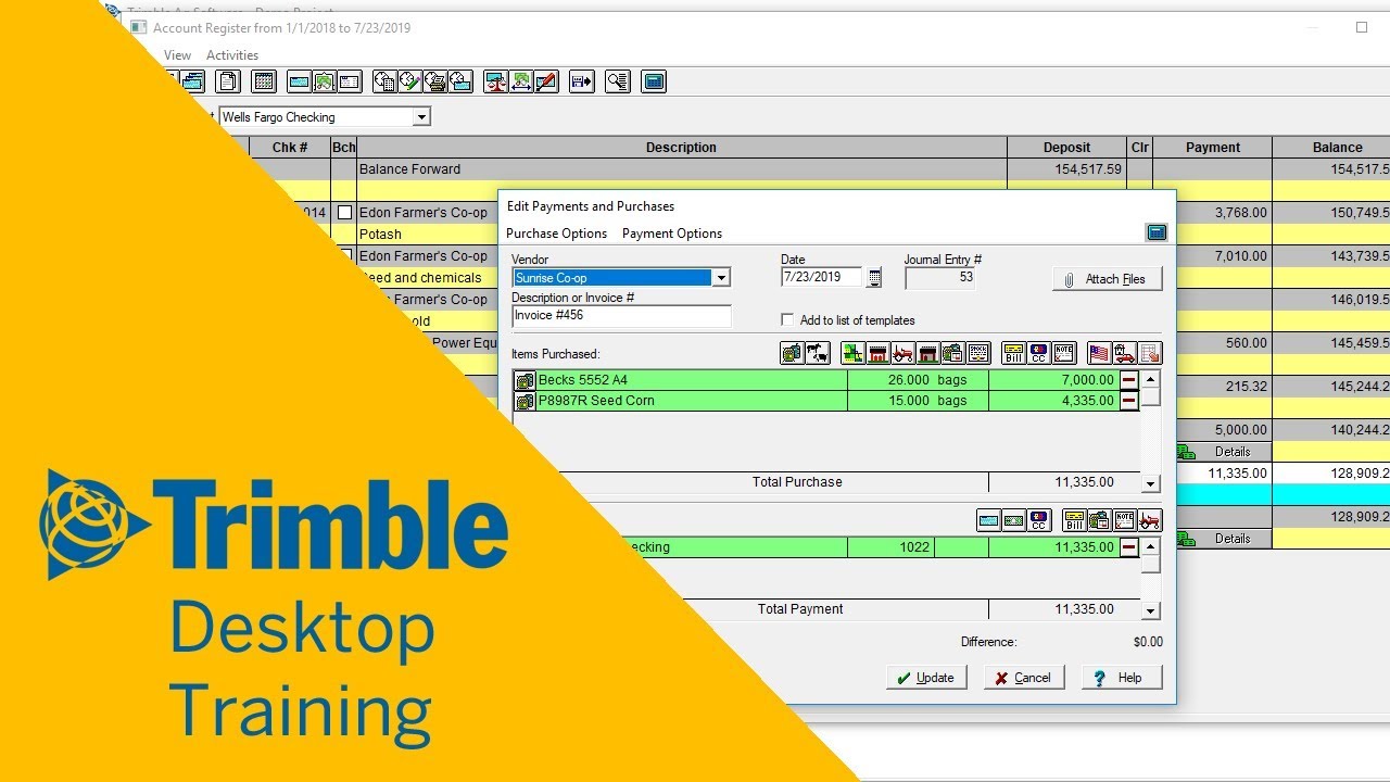 Purchase Supplies with a Check | Desktop Training | Trimble Ag Software ...