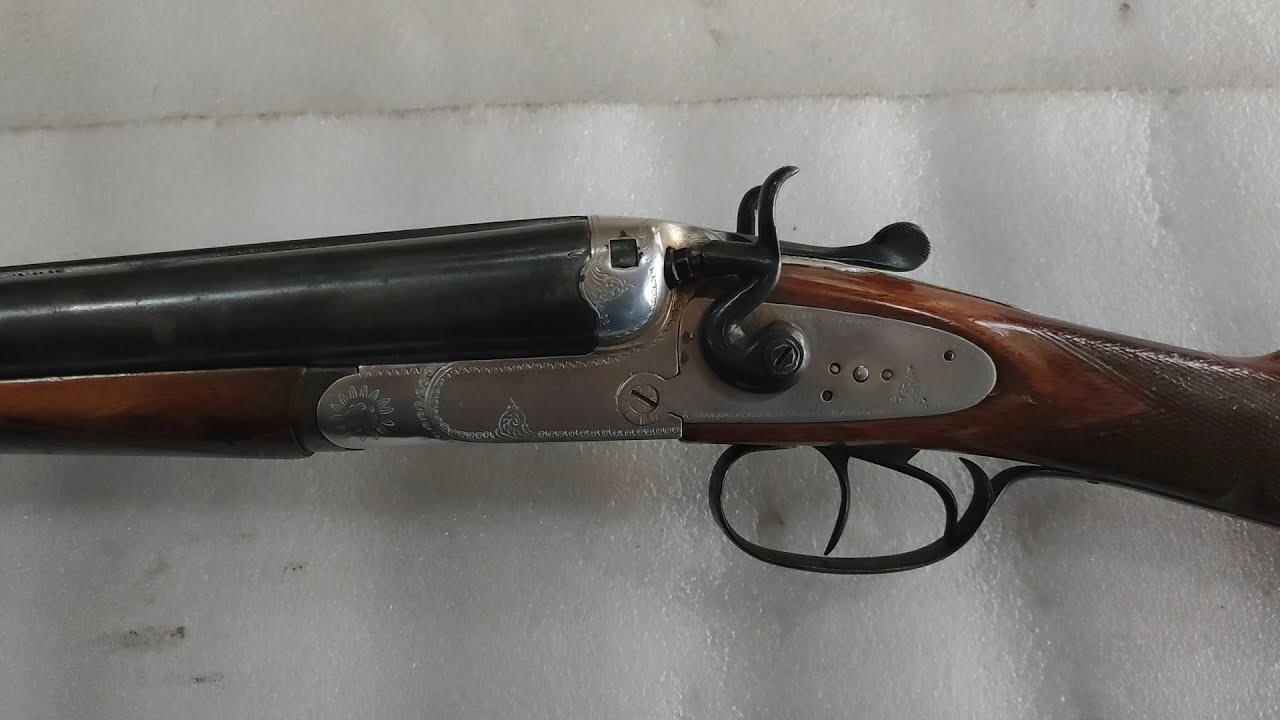 Fluss Stahl Krupp Essen side by sede 12 bore hammered shotgun made in ...