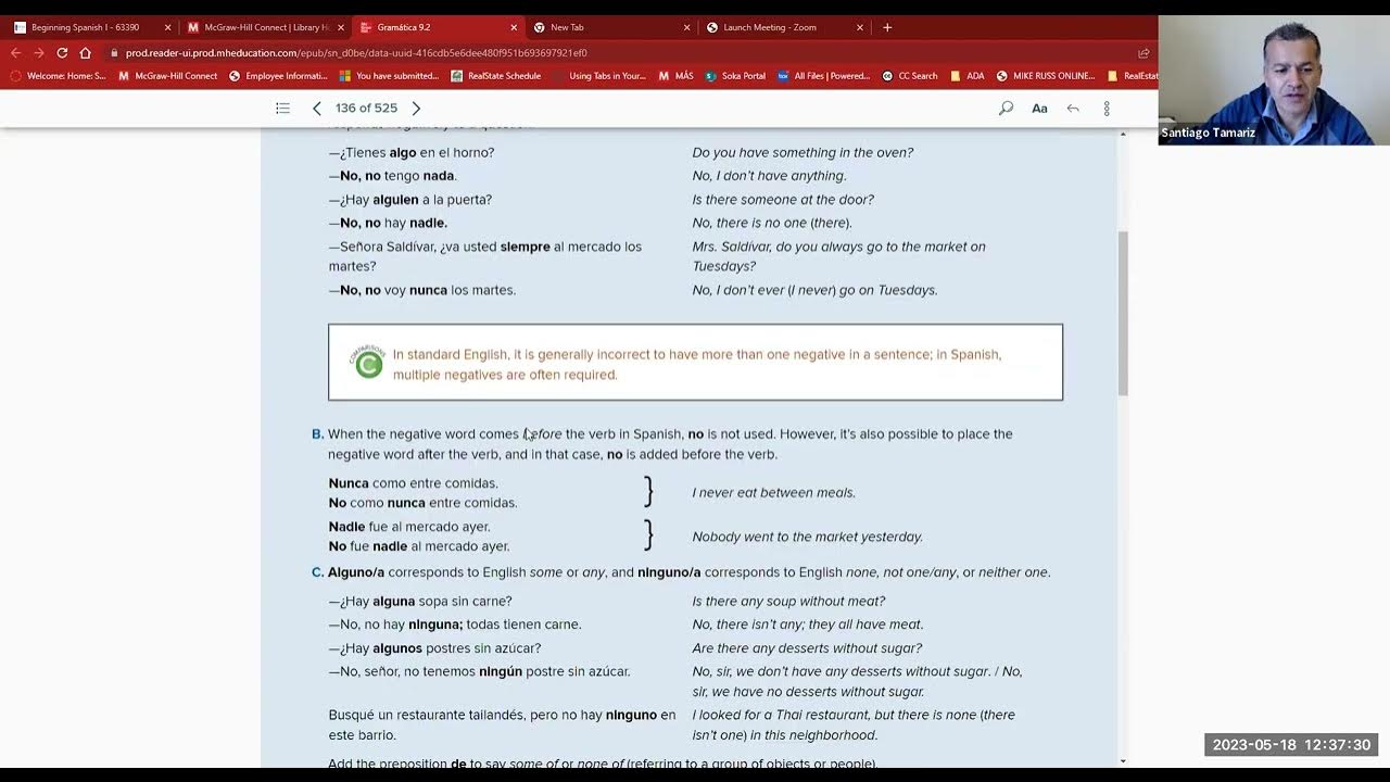 9.2 Using Affirmative and Negative Words: alguien/nadie, algo/nada. Tu ...