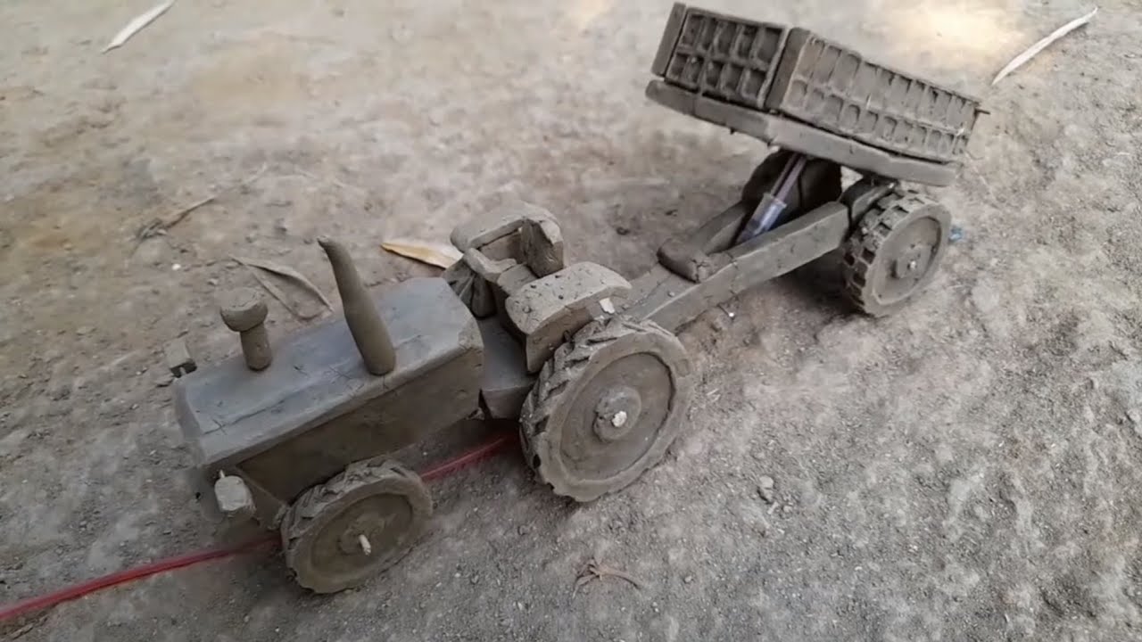 How to make tractor trolley with clay || mitti ka tractor kaise bnate ...