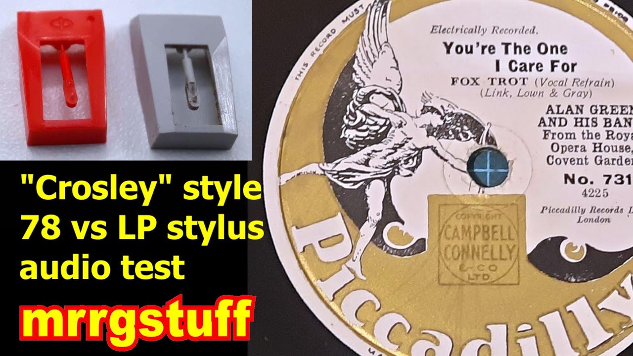 "Crosley" style 78 vs LP stylus audio test - YouTube