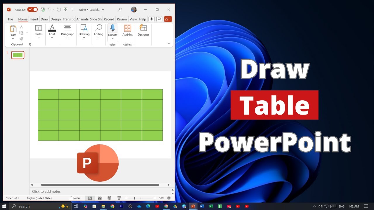 How to Draw Table on Microsoft PowerPoint - YouTube