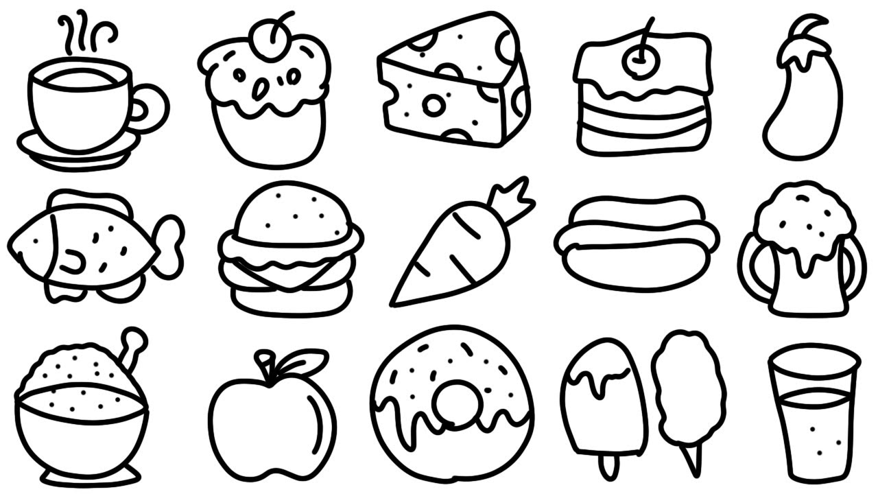 How to Draw Food items - Healthy v Unhealthy, fruits drawing, ice cream ...