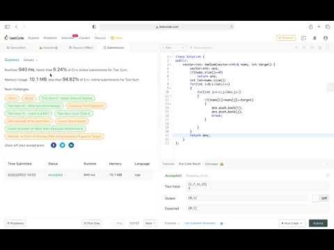LeetCode Question 1. Two Sum (Telugu lo) - YouTube