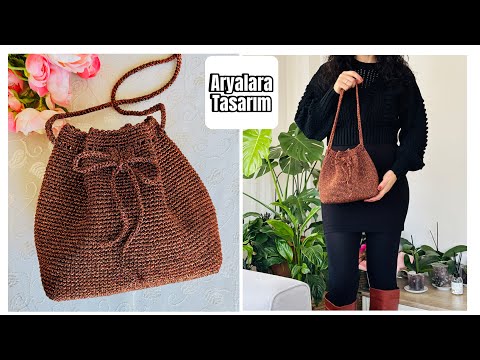 Aryalara Tasarımdan Simli İp ile Torba Çanta Yapımı🌺 Bu Sap Detayına Bayılacaksınız 🌺 #crochetbag