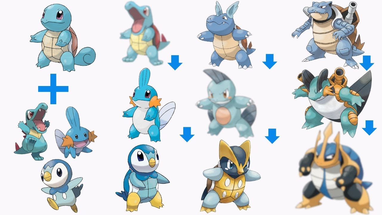 Water Starters Pokémon Fusions – Complete Evolution Line - YouTube