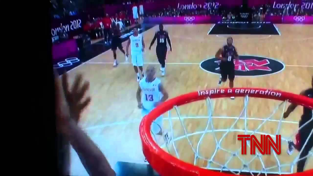 LeBron James Crazy Block - Stuffs Ball and it Gets Stuck on Hoop ...