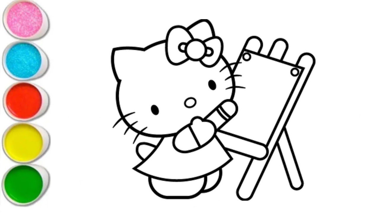 Hello Kitt with color Drawing, Painting & Coloring For Kids and ...
