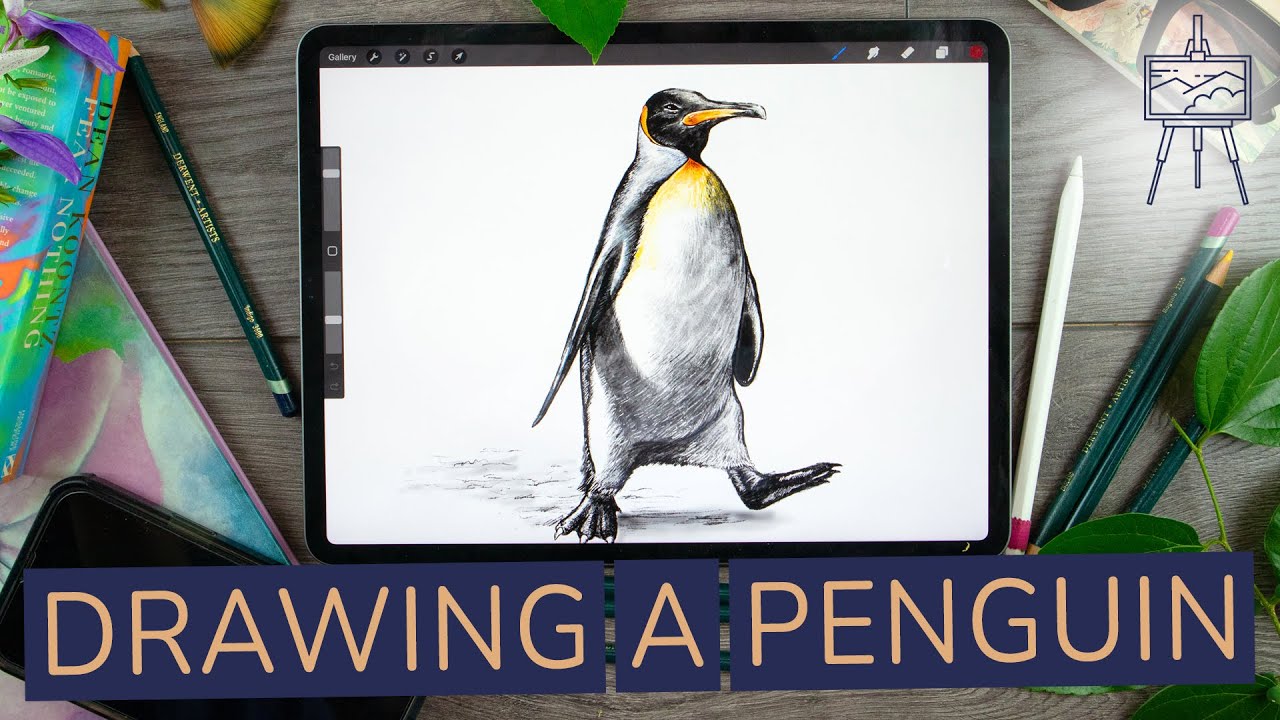 Spectacular Penguin Drawing on a Tablet #drawingtutorial - YouTube