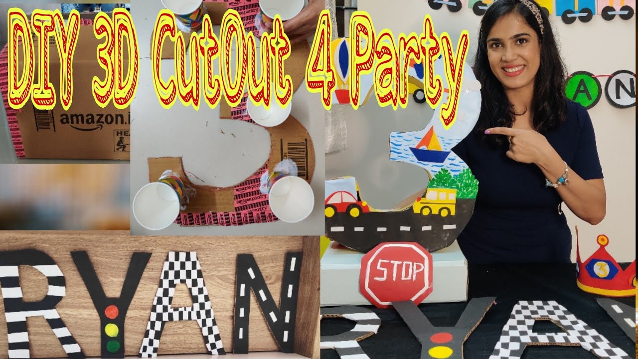 DIY 3D CUT OUT|How to make Handmade Number & Alphabet|Cardboard Craft ...