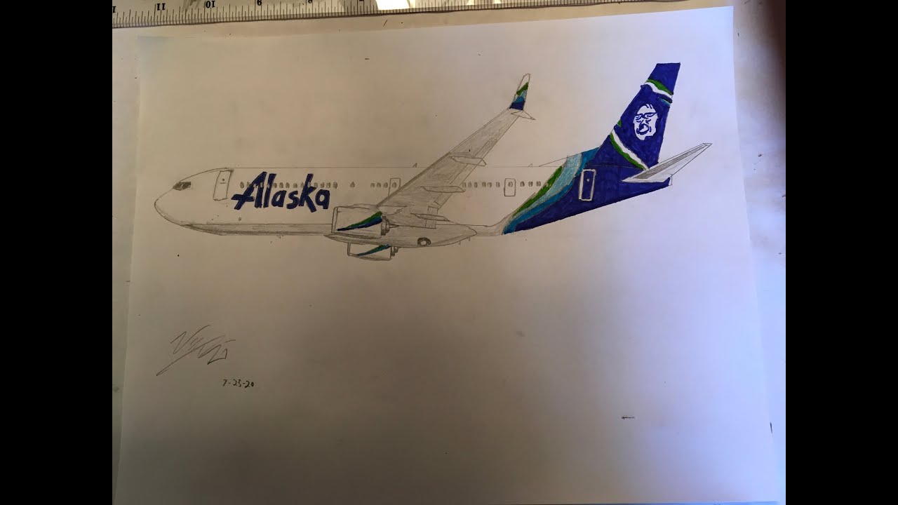 Alaska Airlines 737 | Timelapse Drawing - YouTube
