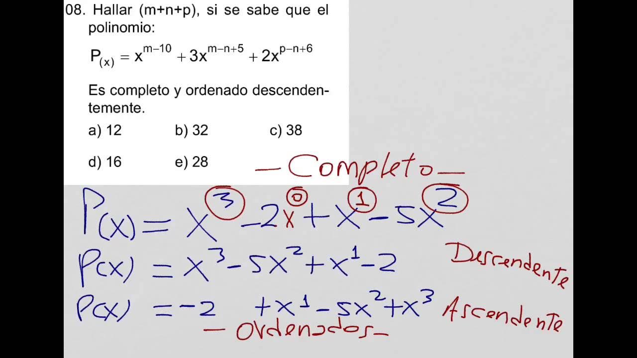 Polinomio completo y ordenado descendentemente - YouTube