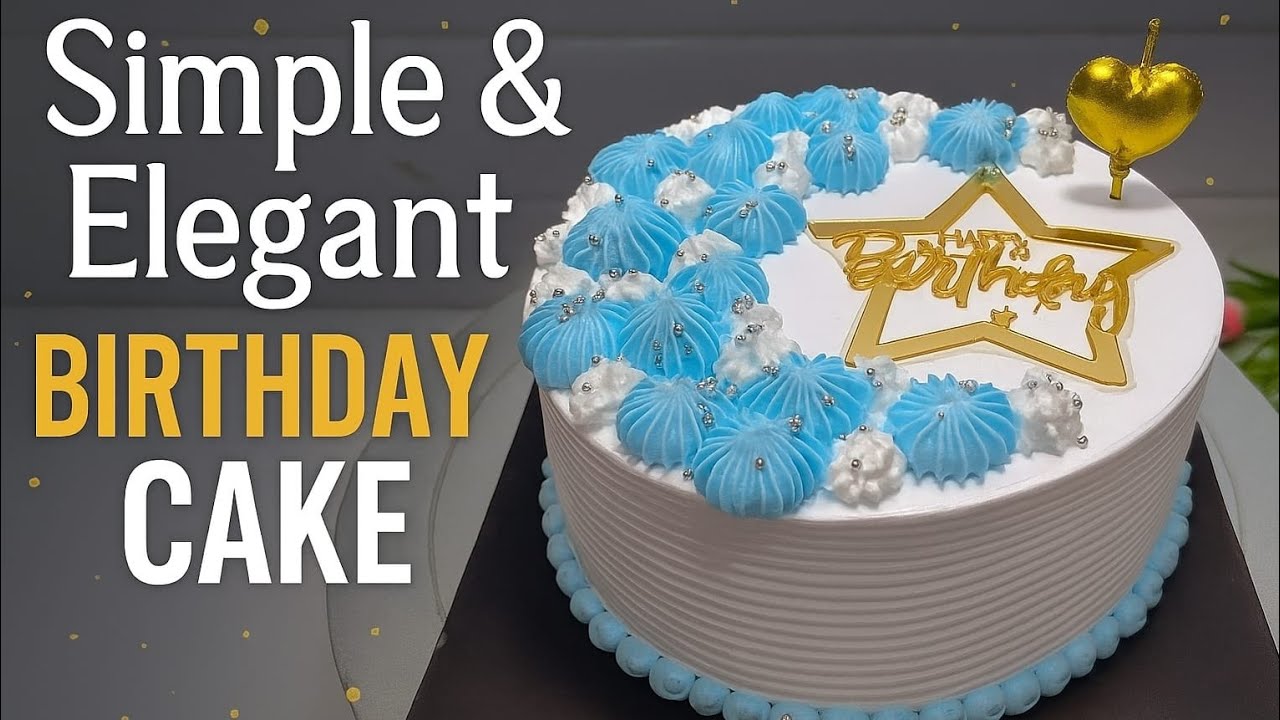 "Simple Birthday Cake Design | Blue & White Theme 🎂 💙" #zaykabykhushbu ...