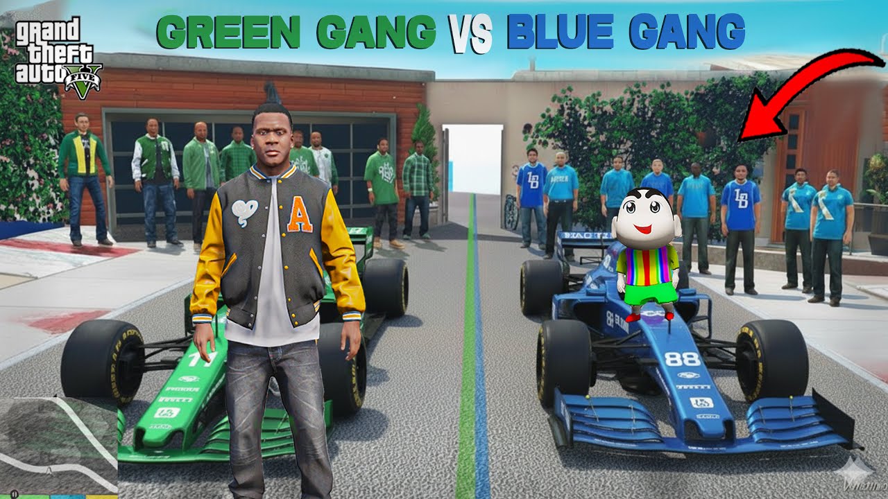 Franklin Green Gang Vs Shinchan Blue Gang F1 Car Racing Challenge In ...