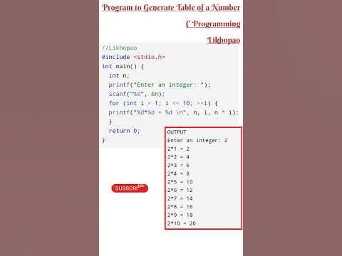 WAP to Generate Table of any Number |@likhopao |C programming #programming - YouTube