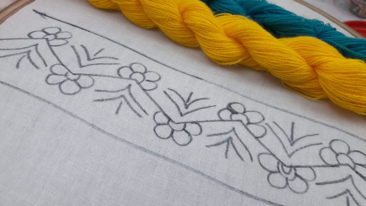 Embroidery satin stitch border design for Saree/Dress#hand embroidery ...