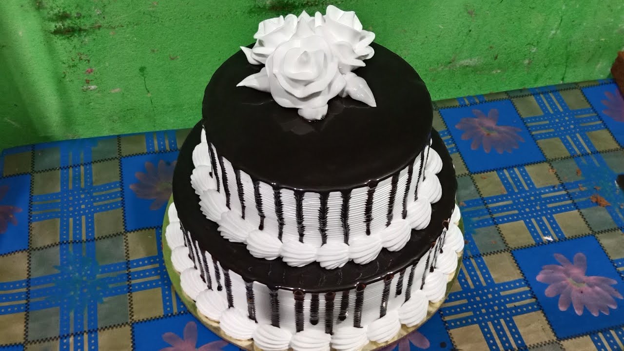 two step choco vanilla cake design simply step cake design - YouTube