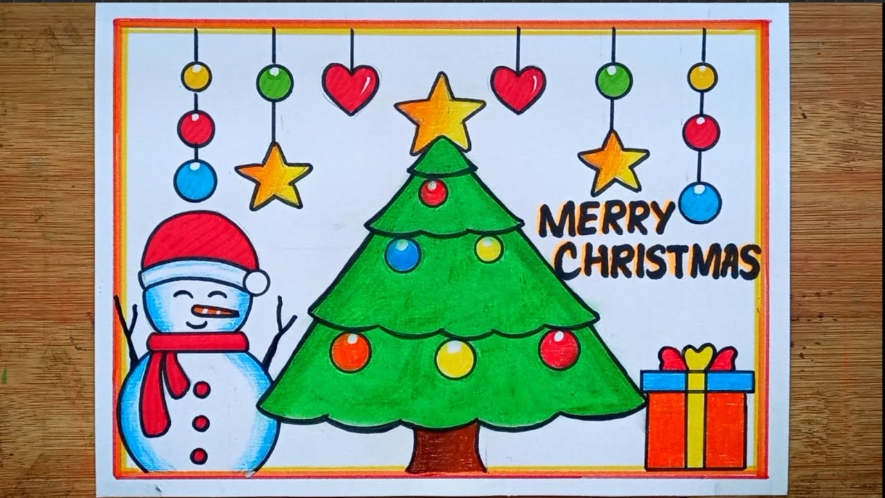 Merry Christmas Drawing/Christmas Tree Drawing/How To Draw Christmas ...