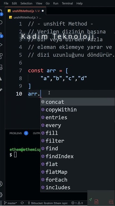 Javascript Unshift Method 1 Dakikada Öğren Youtube