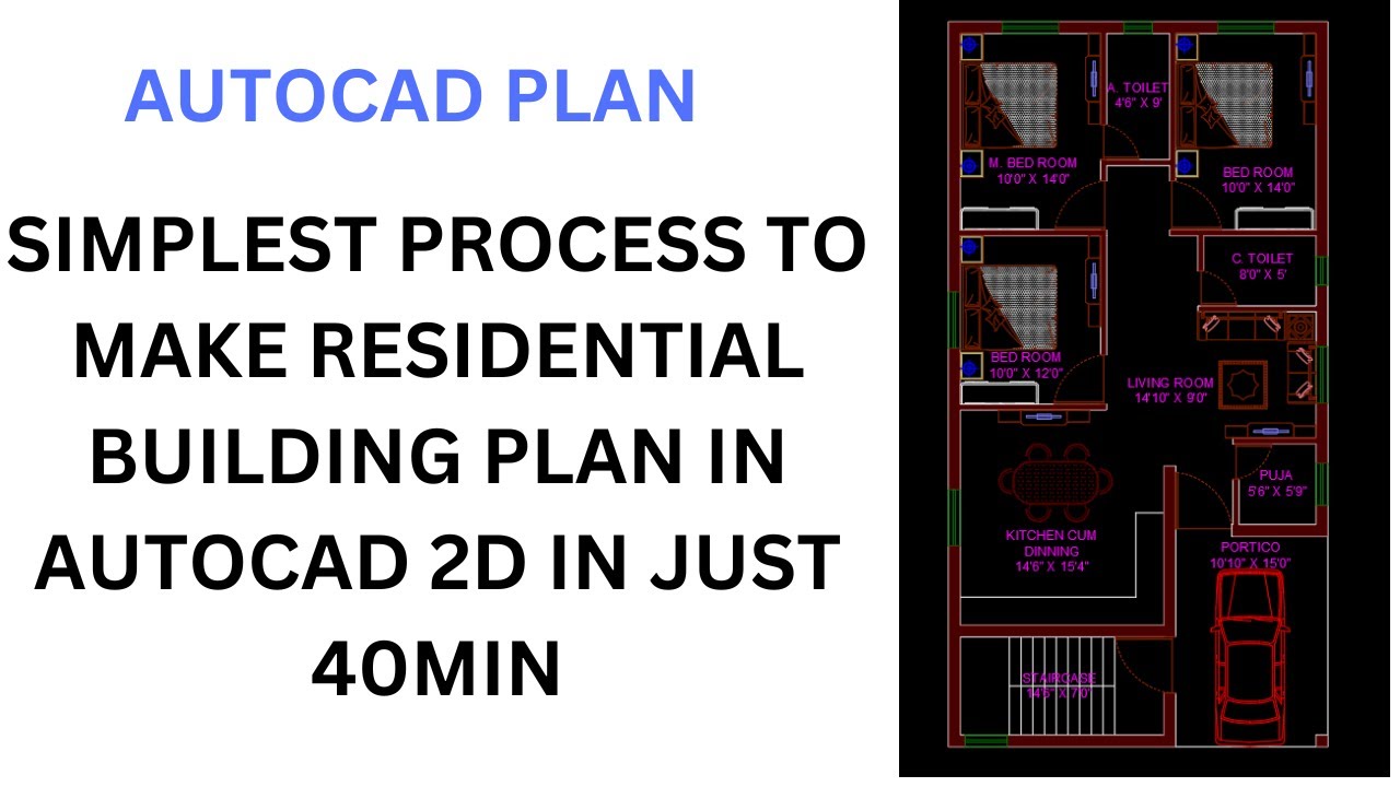 AUTOCAD RESIDENTIAL PLAN IN JUST 40MIN - YouTube