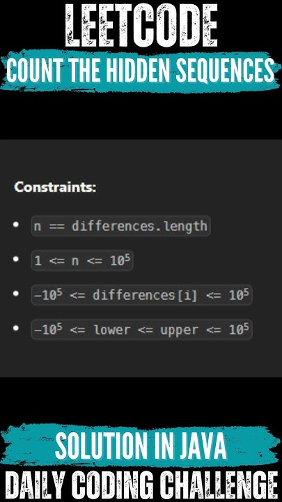 LeetCode : 2145. Count the Hidden Sequences💛🖤 Solution link👇🏻🔗 #leetcode #java #subscribe # ...