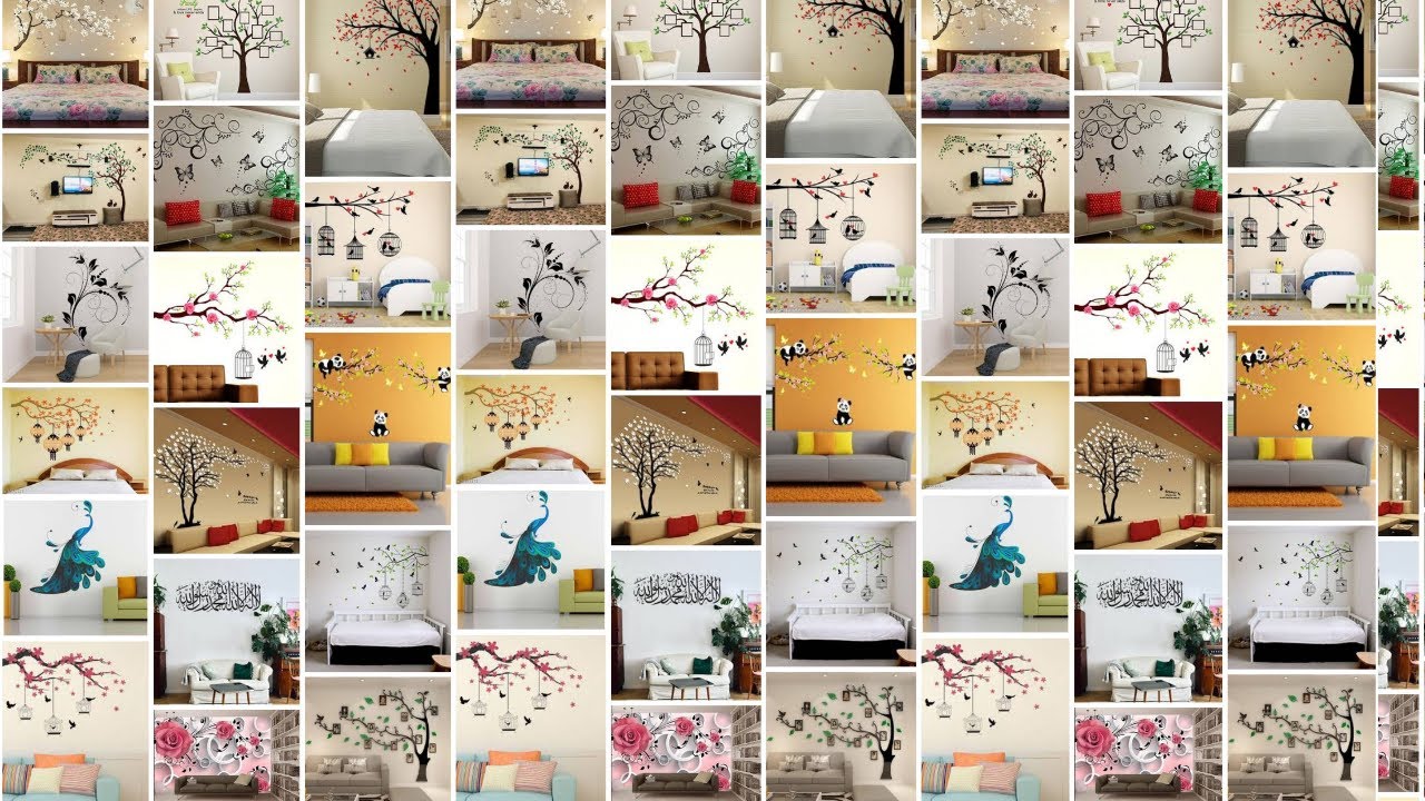 Beautiful wall stickers design ideas || Wall decor ideas || Wall ...