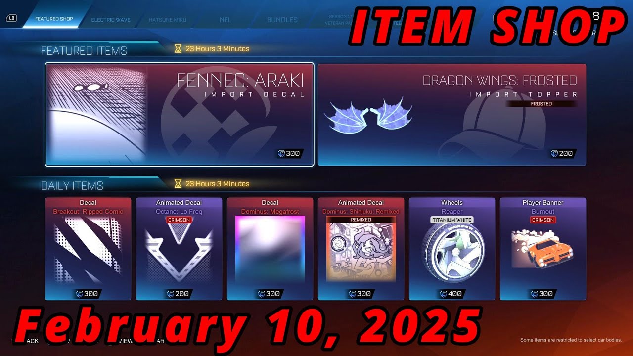 February 10 Rocket League Item Shop: TITANIUM WHITE REAPER WHEELS ...