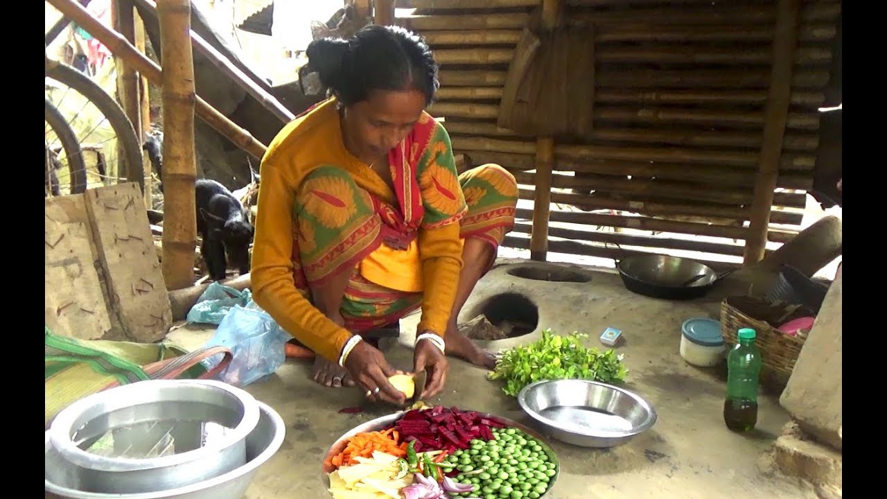 Rural Women Cooking #Fried Recipe of Beetroot @Carrot @Potato With Pea ...