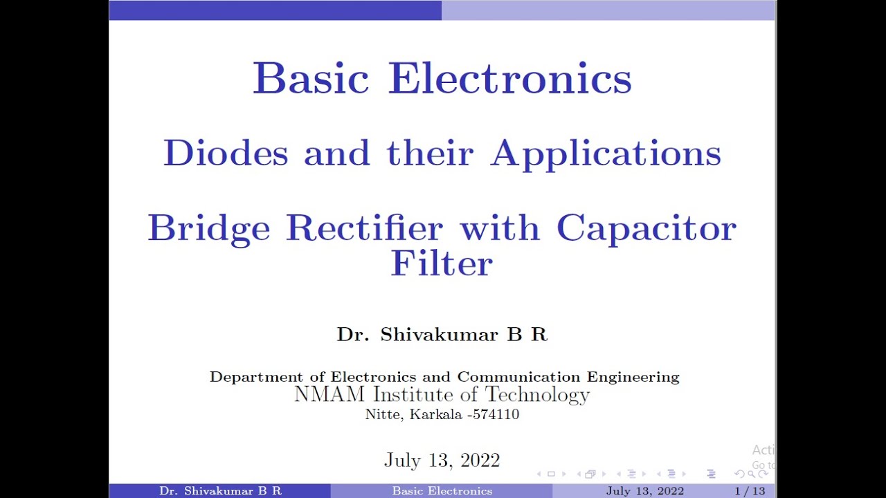 Tutorial 9: Bridge Rectifier with Capacitor Filter - YouTube