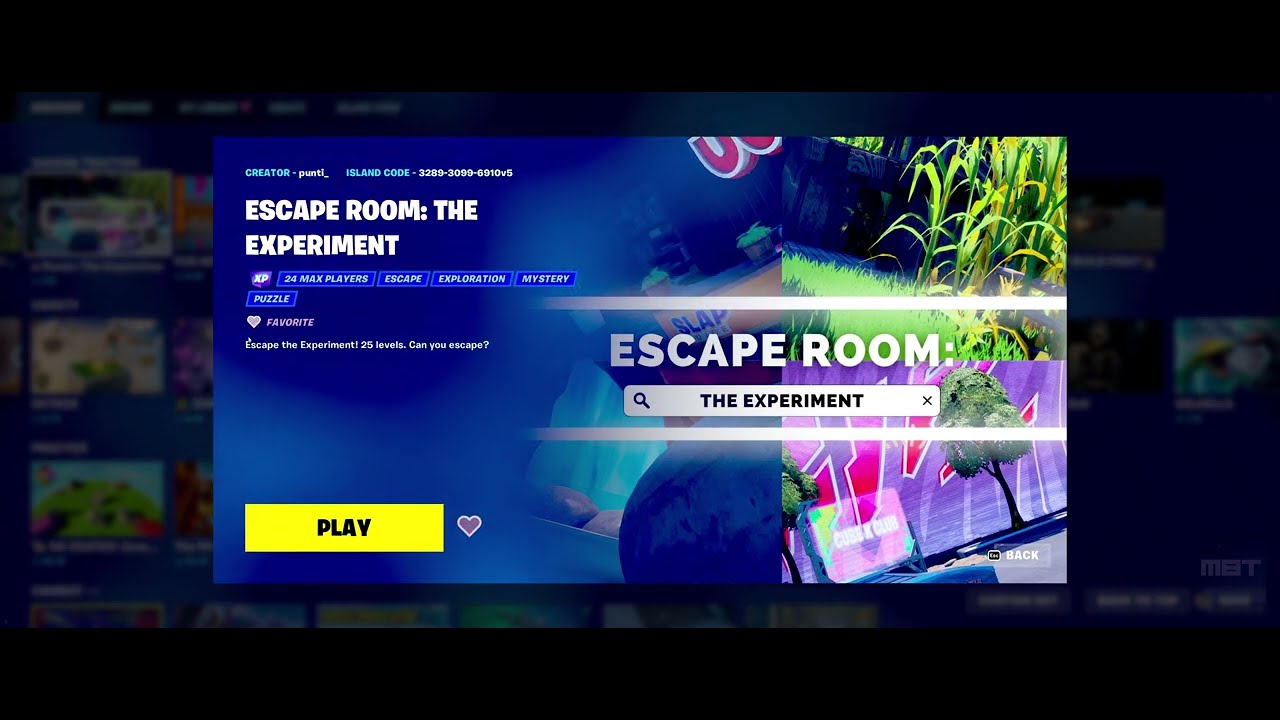 [TUTORIAL] FORTNITE Escape Room The Experiment - ISLAND CODE - WHAT IS ...