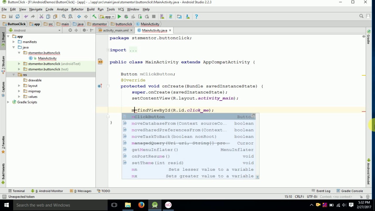 Button ClickListener in Android - YouTube