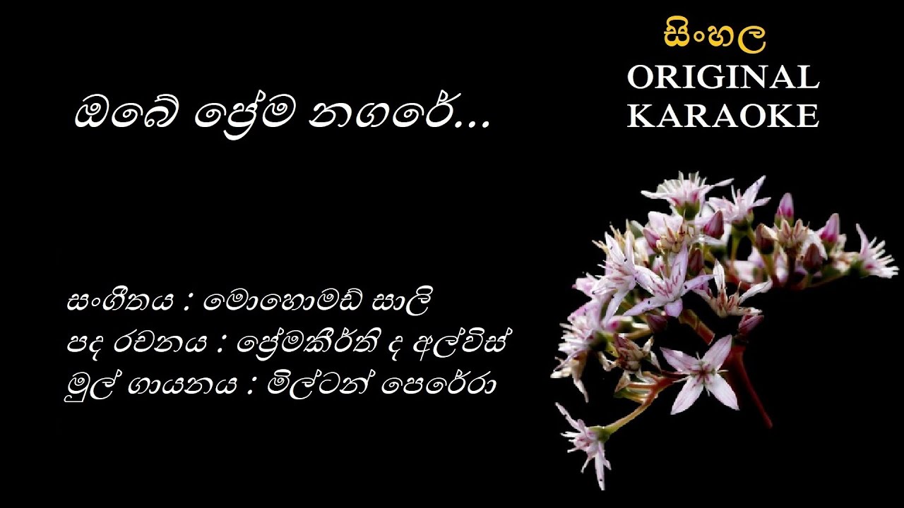 Obe Prema Nagare - ඔබේ ප්‍රේම නගරේ - KARAOKE - Milton Perera ...