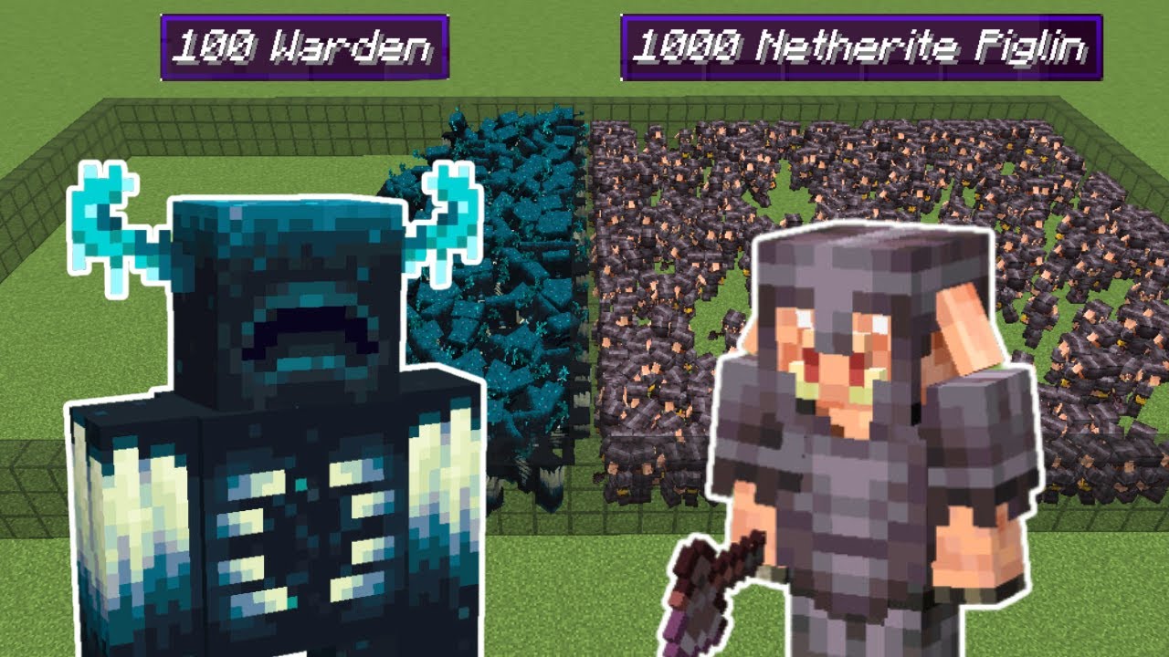 100 warden vs 1000 netherite piglin brute | Minecraft Mob Battle - YouTube
