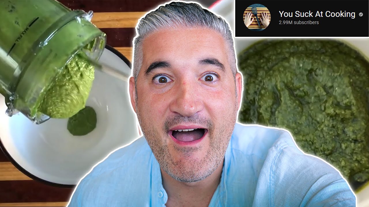 Italian Chef Reacts to PESTO RECIPE by You Suck at Cooking - YouTube