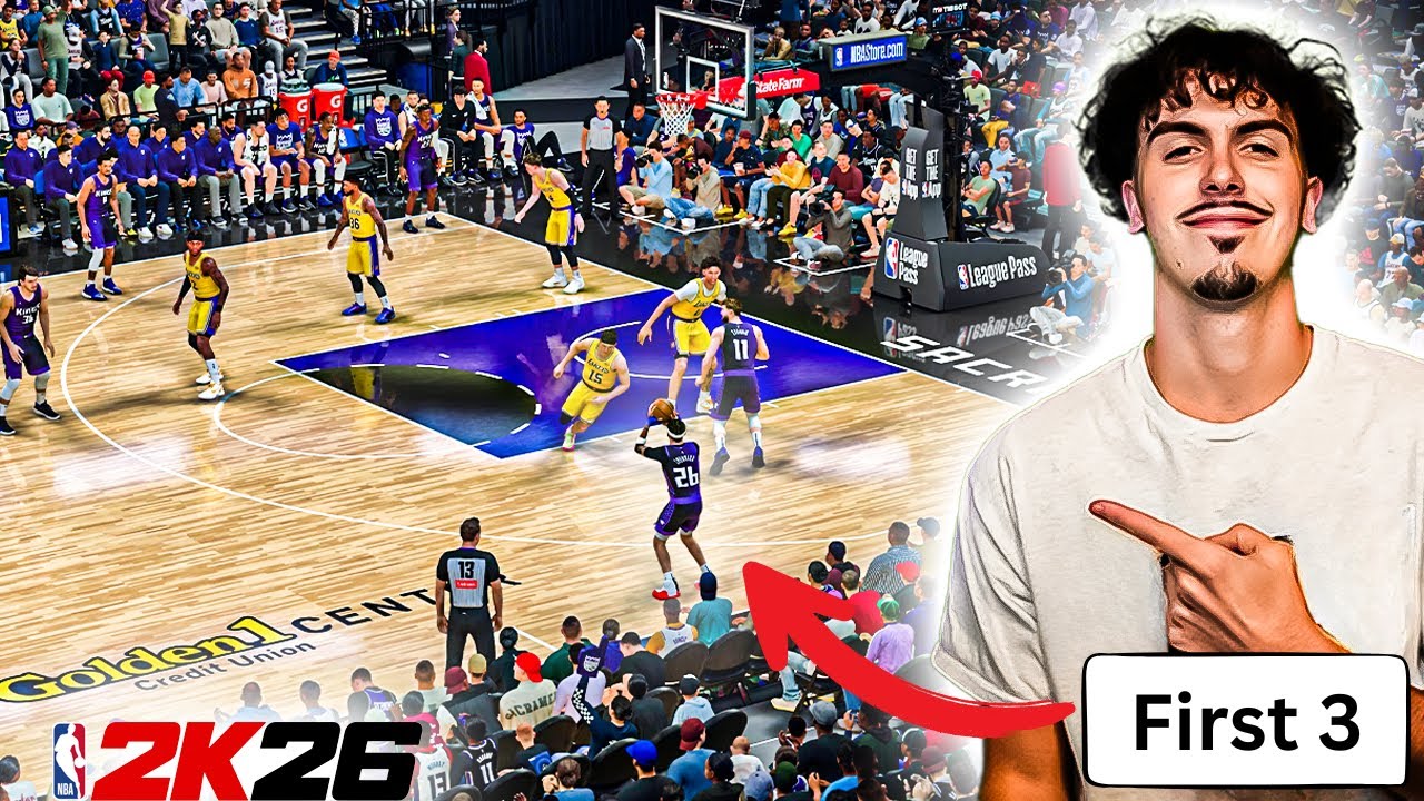 Making first 3 pointer vs Lakers.... ROAD to 99 OVR NBA 2k26 - YouTube