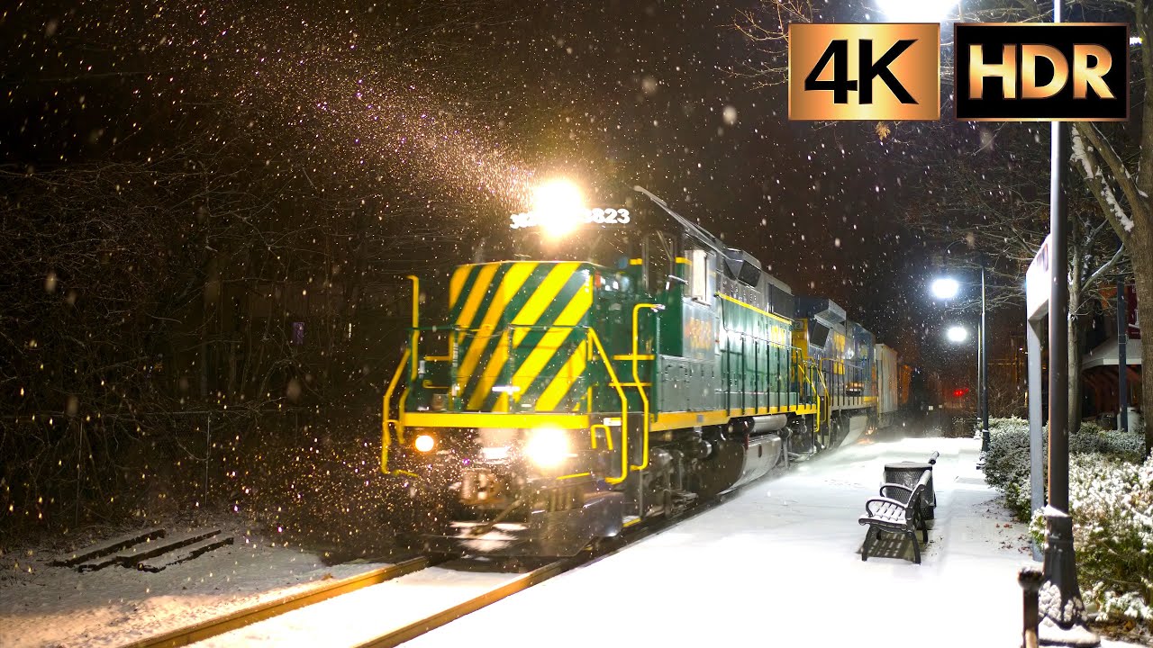 [4K HDR] Night Trains in Heavy Snow - 60 fps - YouTube