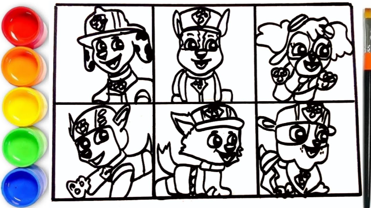 How to draw Chase, Rocky, Skye, Zuma, Marshall, Rubble | Paw Patrol ...